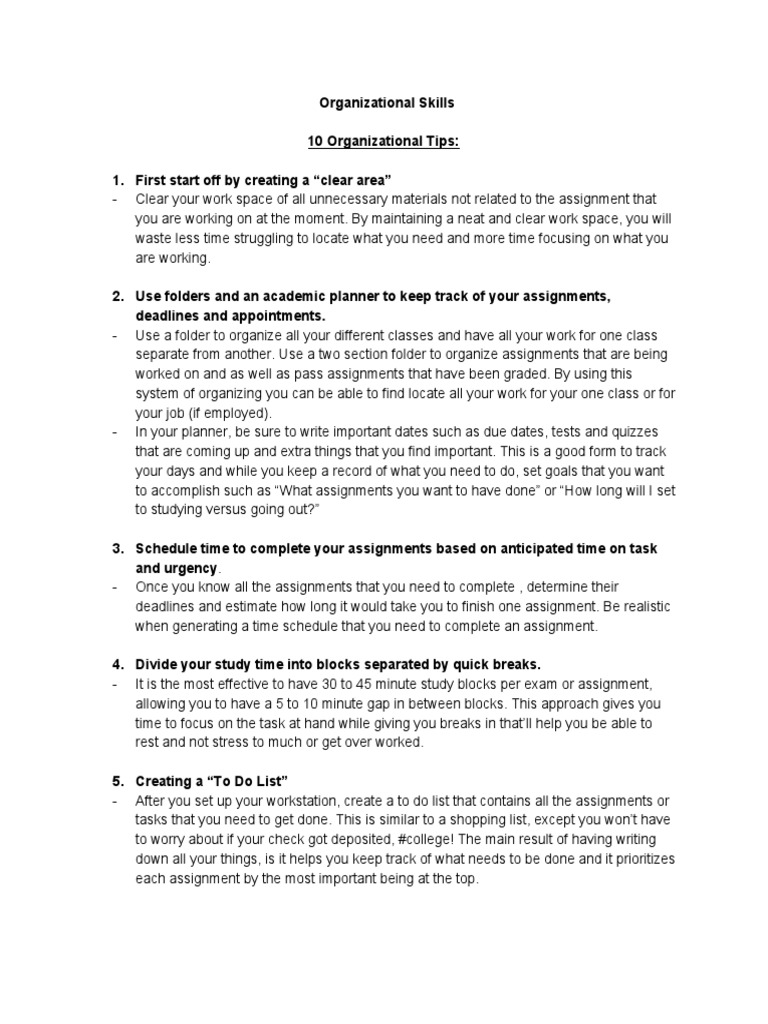 Organizational Skills | PDF | Test (Assessment) | Applied Psychology