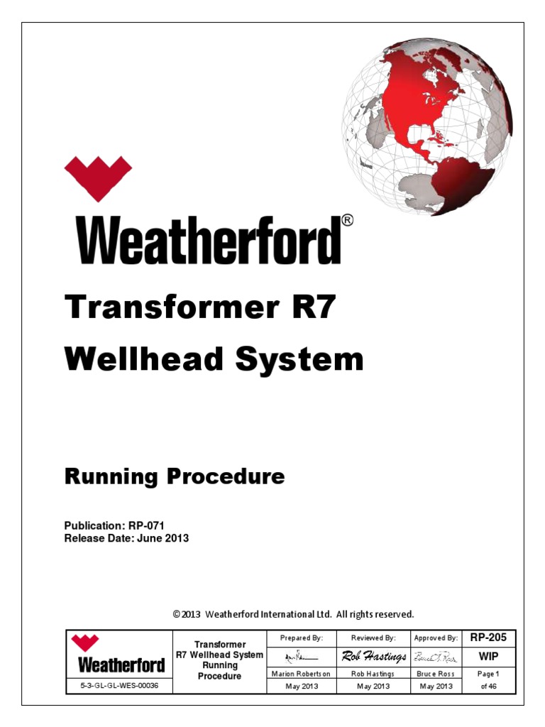 Running Procedure Weatherford | PDF | Casing (Borehole) | Pipe (Fluid ...