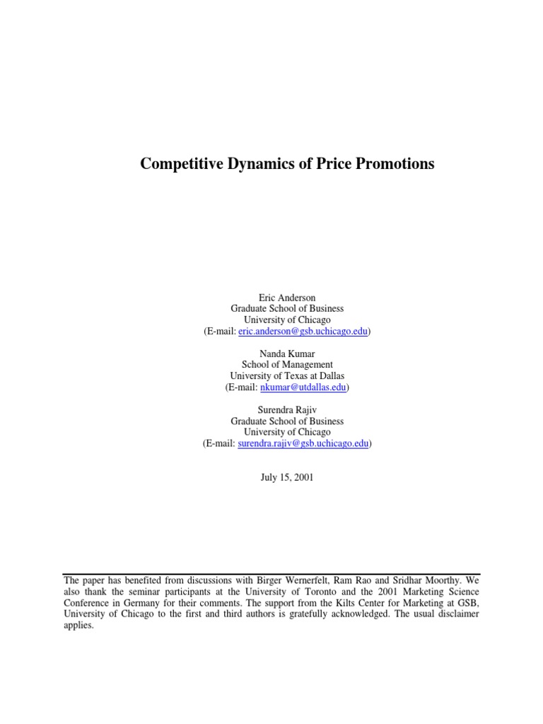 Competitive Dynamics of Price Promotions: Eric - Anderson@gsb ...