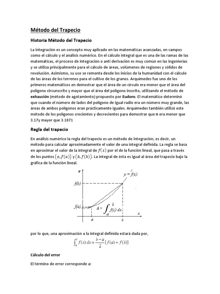 Metodo Del Trapecio | PDF | Integral | Análisis matemático