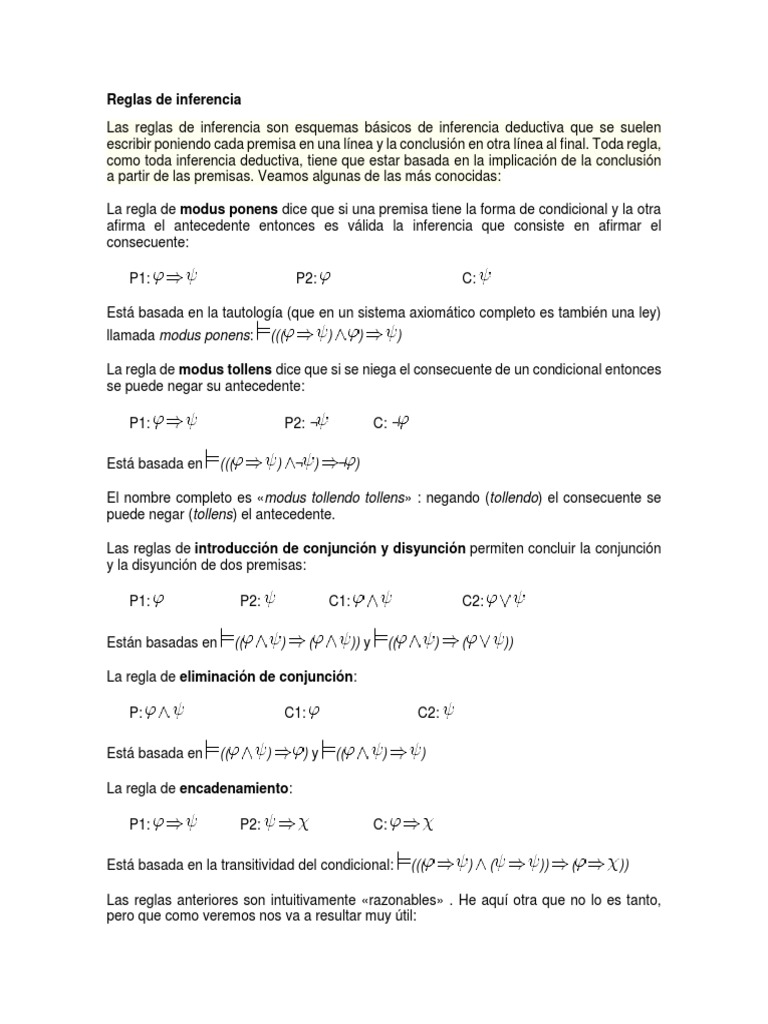 Reglas de Inferencia. | PDF | Razonamiento | Verdad