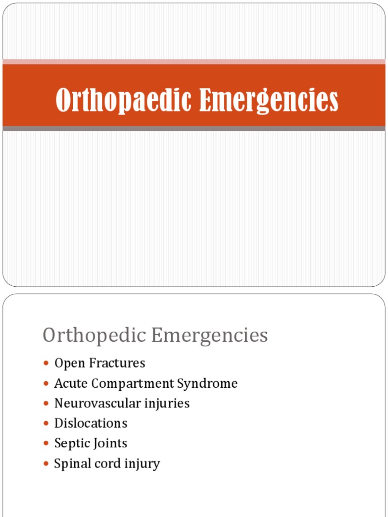Orthopedic Emergency English | PDF | Knee | Elbow