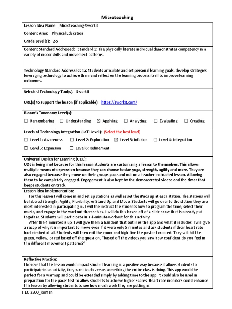 Microteaching Lesson Idea Template | PDF | Applied Psychology ...