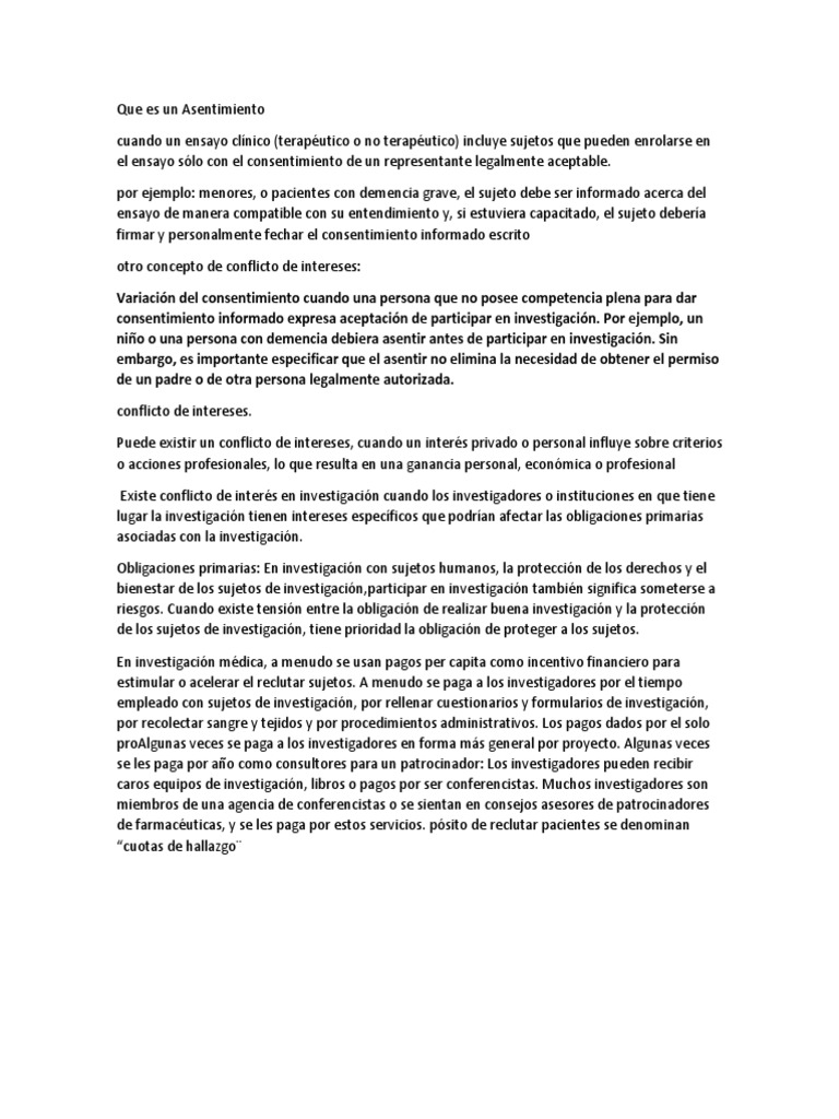 Que Es Un Asentimiento | PDF | Consentimiento informado | Medicina