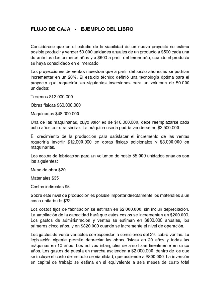 Flujo de Caja Ejemplo | PDF | Depreciación | Amortización (Negocio)