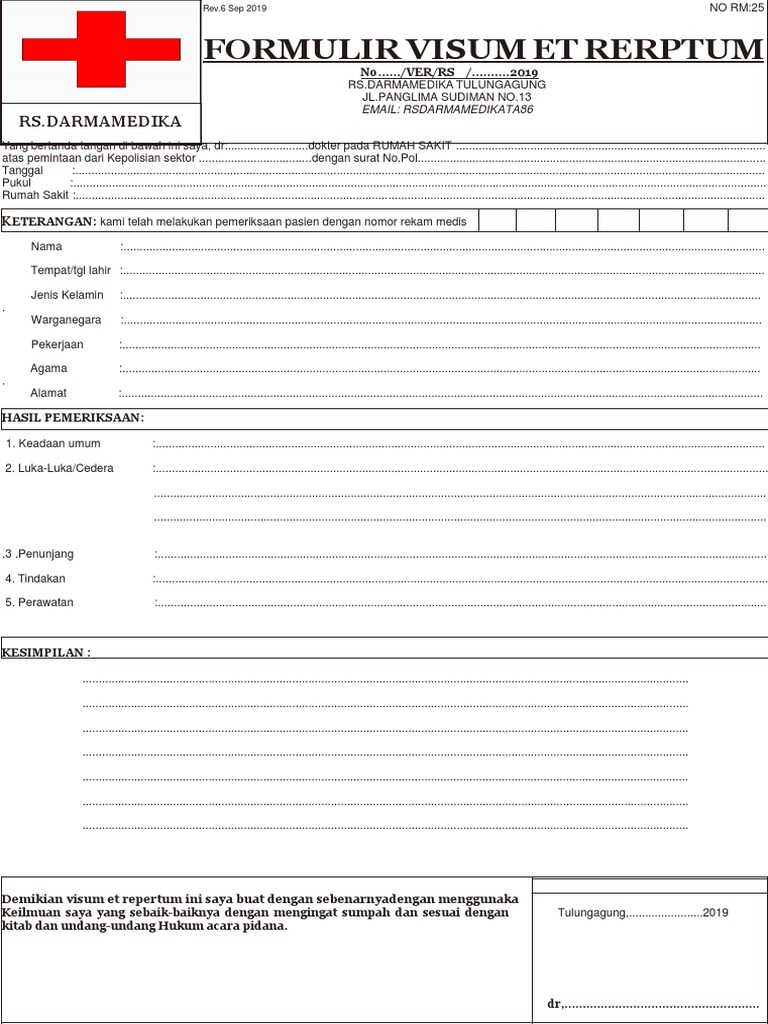 Format Visum Et Repertum RS Darmamedika | PDF