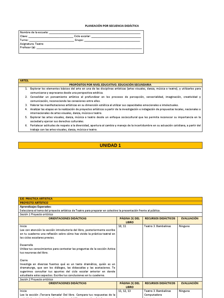 Planeación - Teatro 3° - 2018 | PDF | Teatro | Evaluación