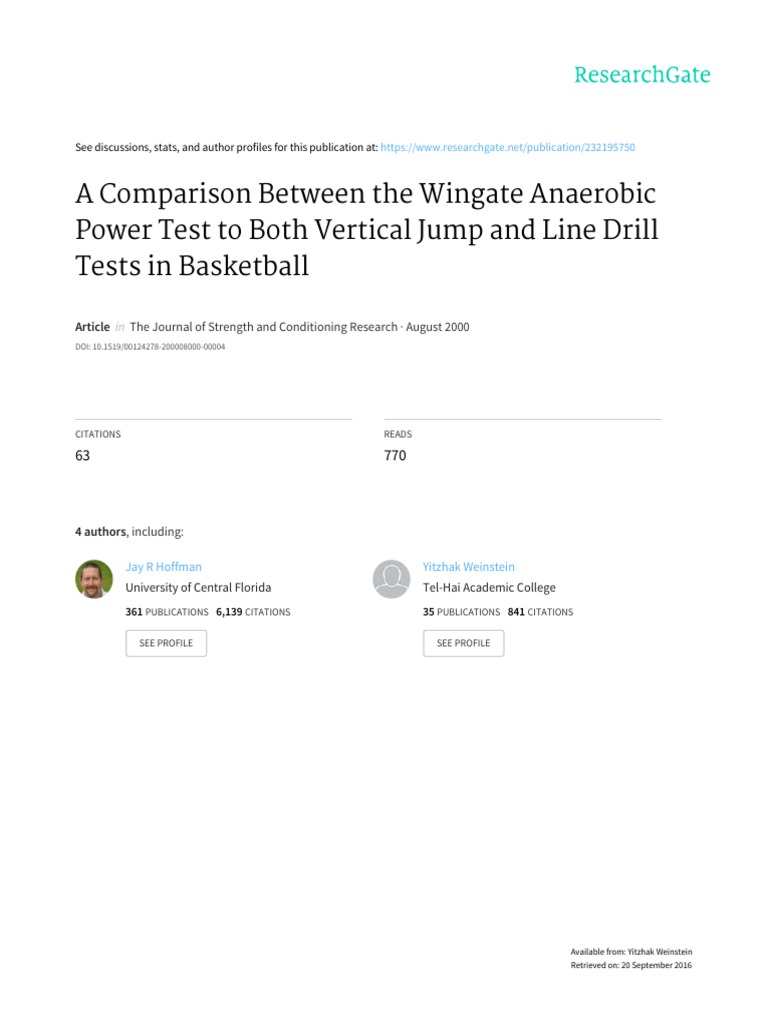 A Comparison Between The Wingate Anaerobic Power T | PDF | Physical ...
