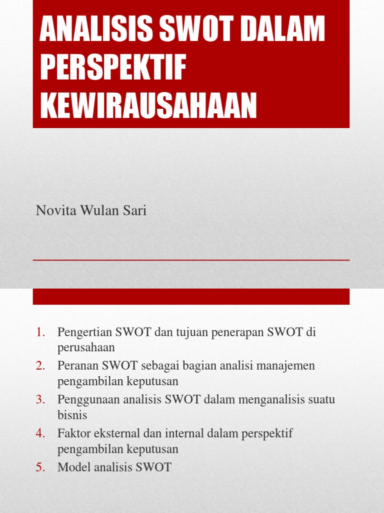 Arti SWOT dalam Kewirausahaan | PDF | Bisnis