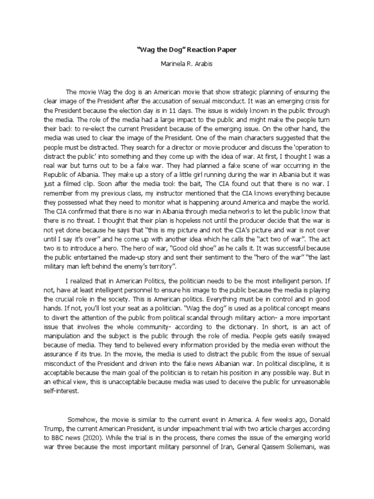 Wag The Dog Reaction Paper | PDF | Unrest