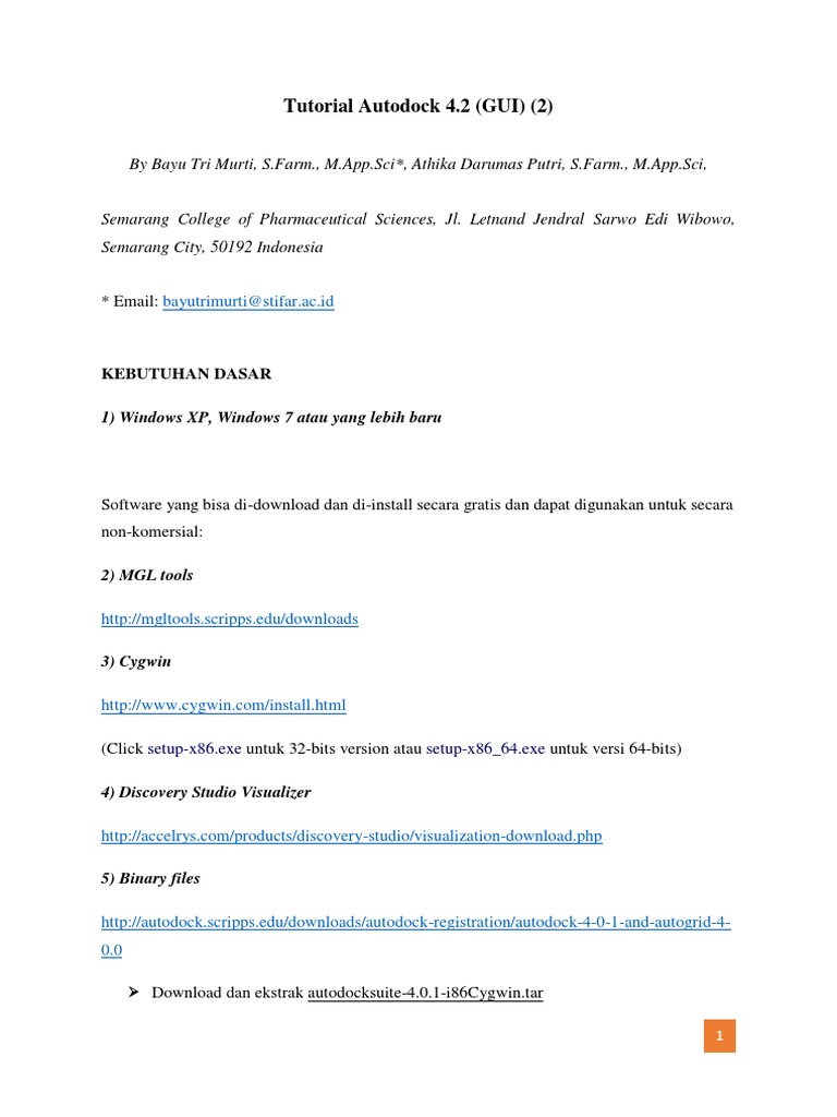 Tutorial Autodock 4.2 - 2018 | PDF