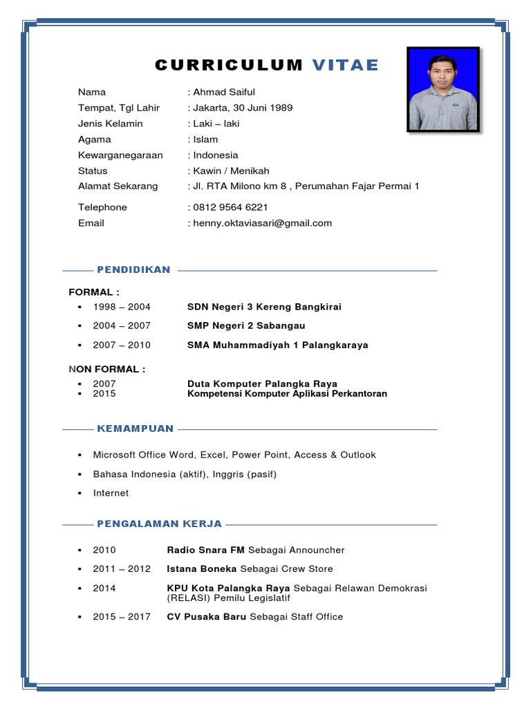 Contoh CV Sma | PDF