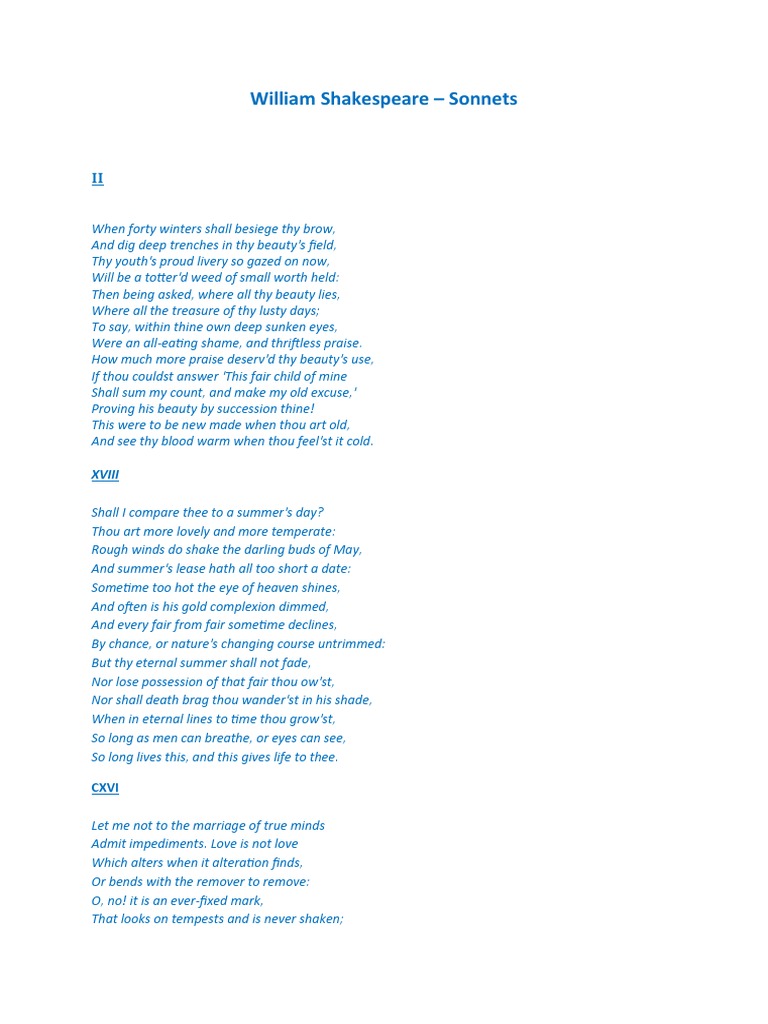 William Shakespeare - Sonnets | PDF | Law | Religion & Spirituality