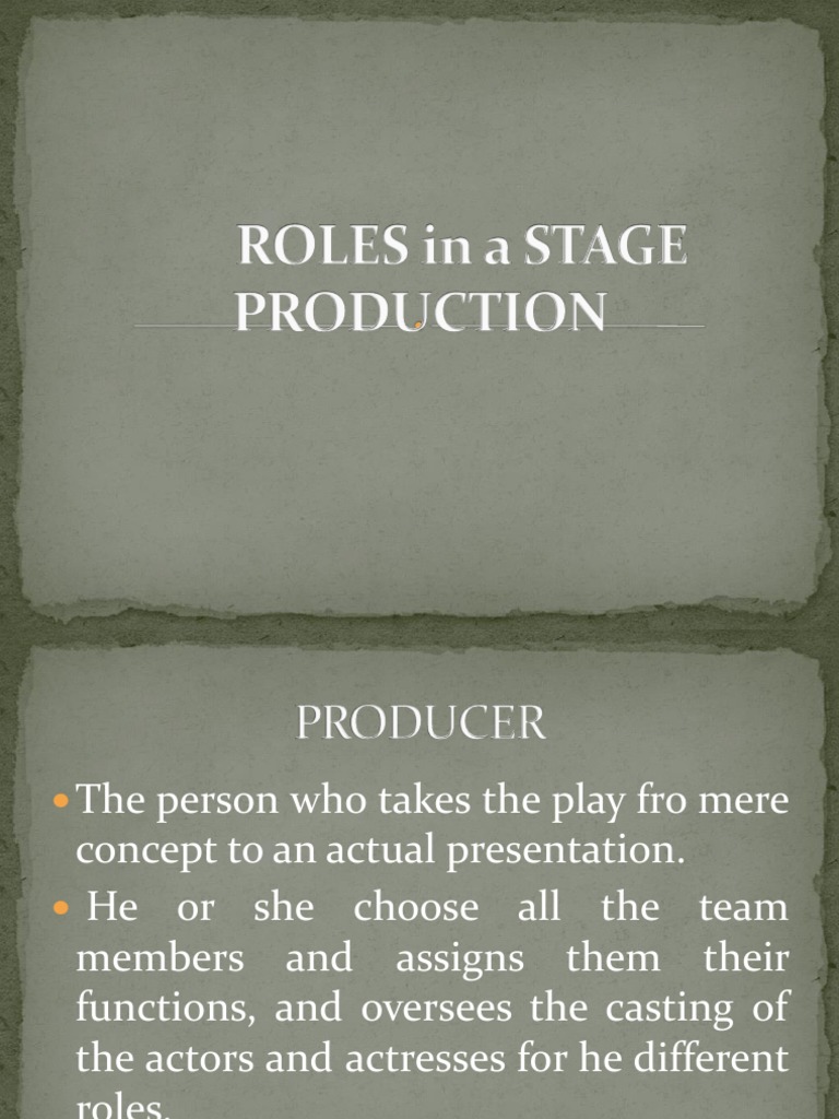 Stage Production Roles Explained | PDF