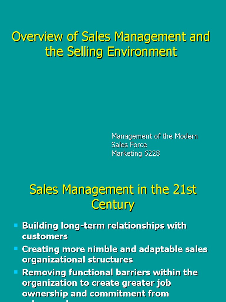 Overview of Sales Management and The Selling Environment | Download ...