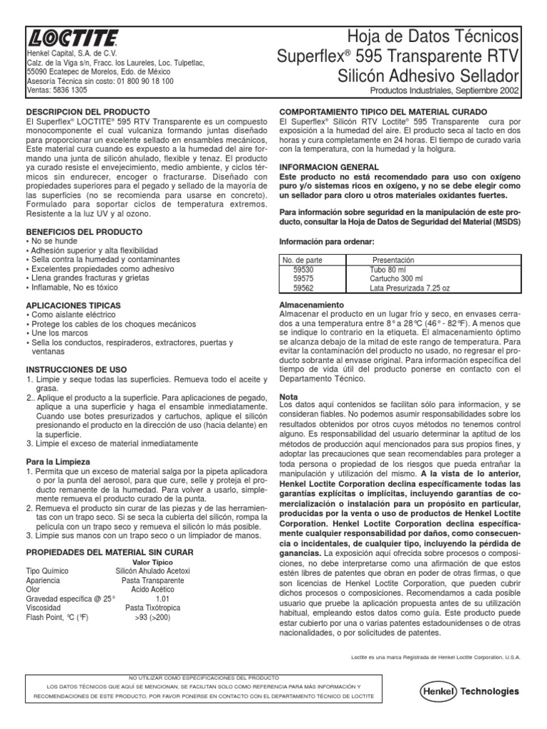 Superflex Transparente L59545 MX | PDF | Silicona | Materiales