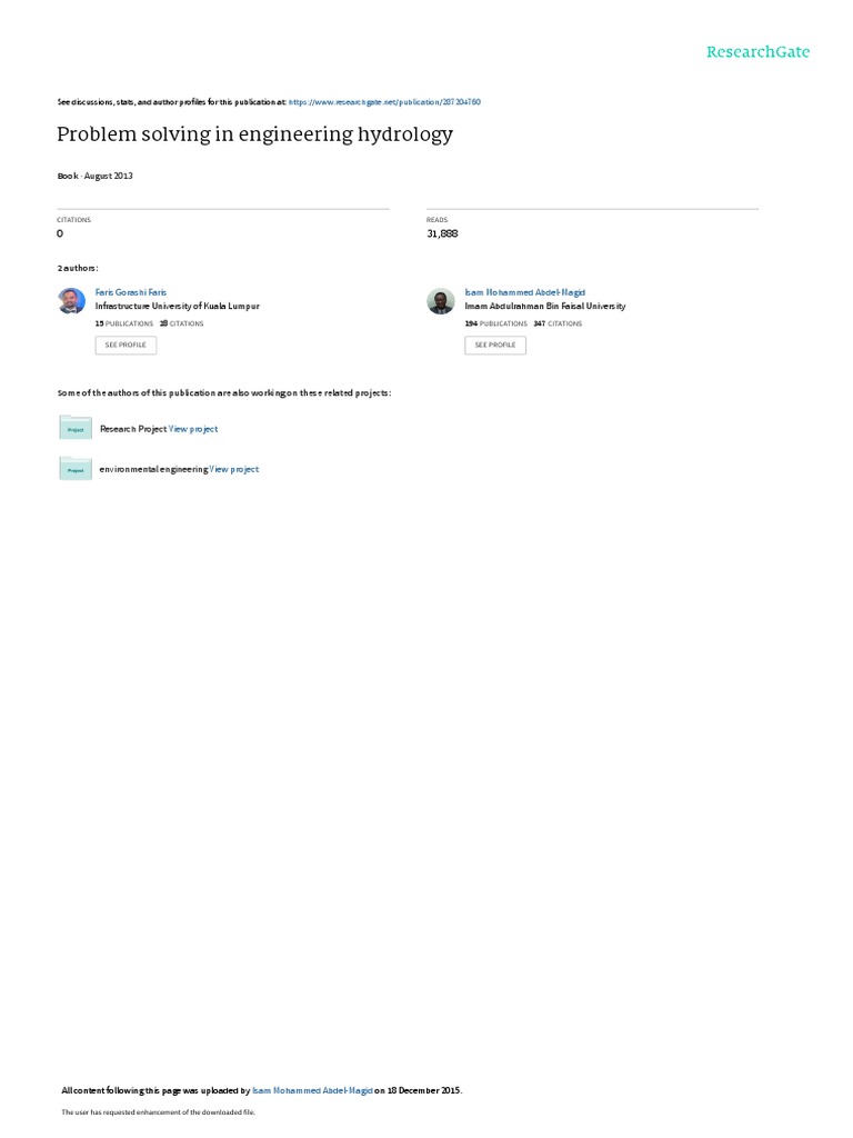 Hydrologyproblemsolving August 2013 PDF | PDF | Humidity | Water Vapor