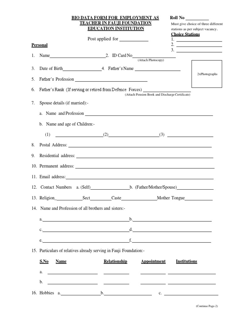 Bio Data Teachers | PDF | Learning