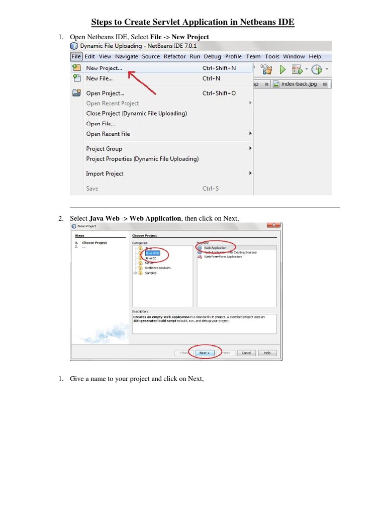 Steps To Create Servlet Application in Netbeans IDE | PDF | Java Servlet | Areas Of Computer Science
