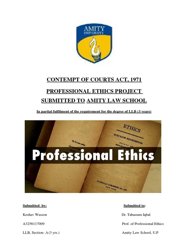 Professional Ethics Project | PDF | Contempt Of Court | Defamation