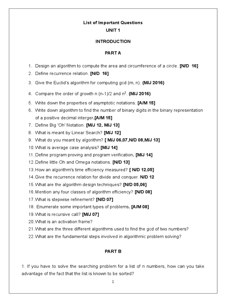 DAA UNIT 1 - Final | PDF | Time Complexity | Algorithms