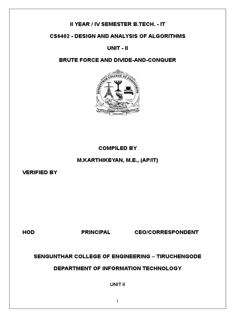 Brute Force and Divide-Conquer Algorithms | PDF | Theoretical Computer Science | Computer ...
