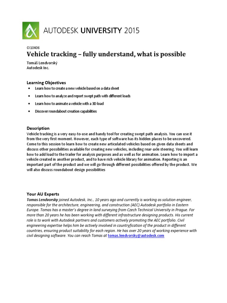 Autodesk Vehicle Tracking Introduction PDF | PDF | Vehicle Technology ...