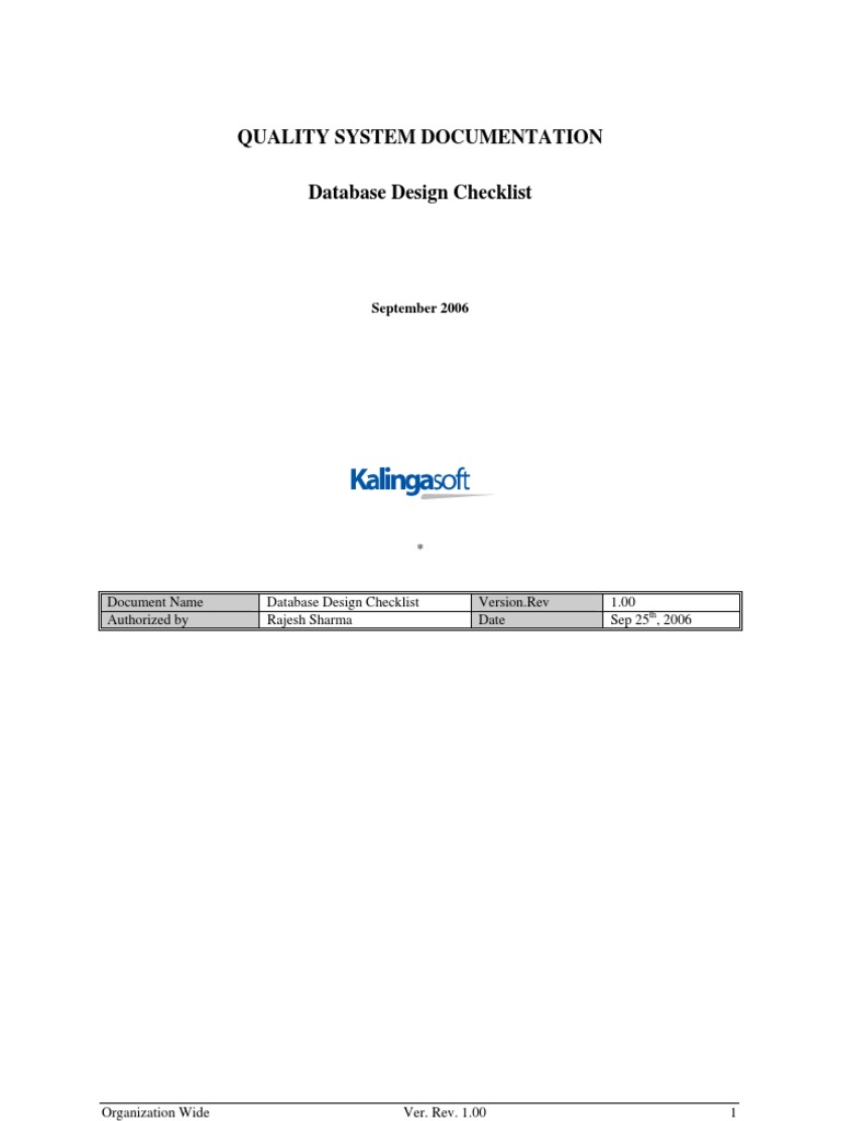 Database Design Checklist Pdf Database Index Oracle Database