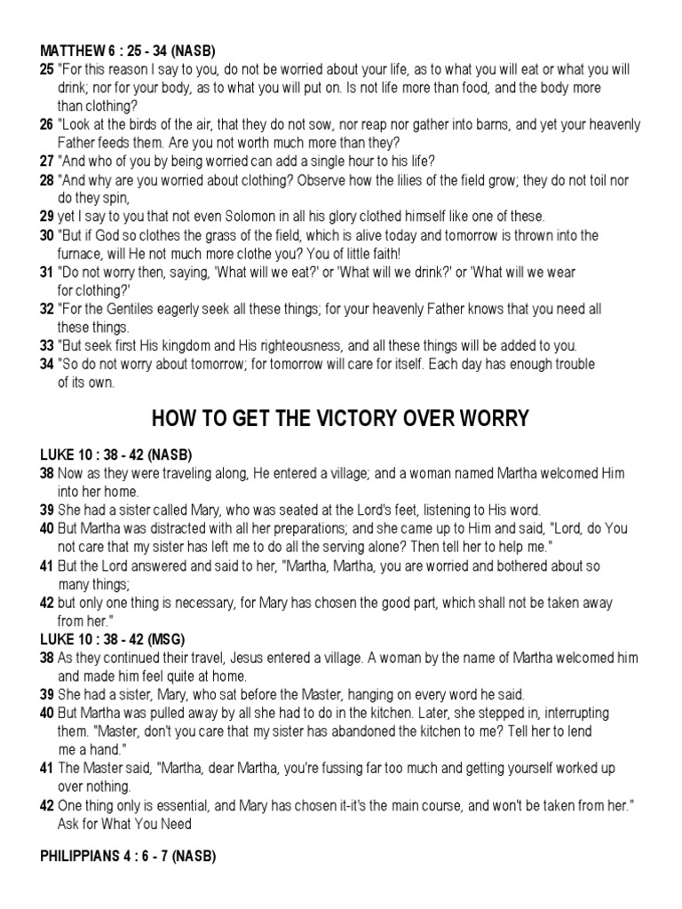 How To Get The Victory Over Worry Pdf