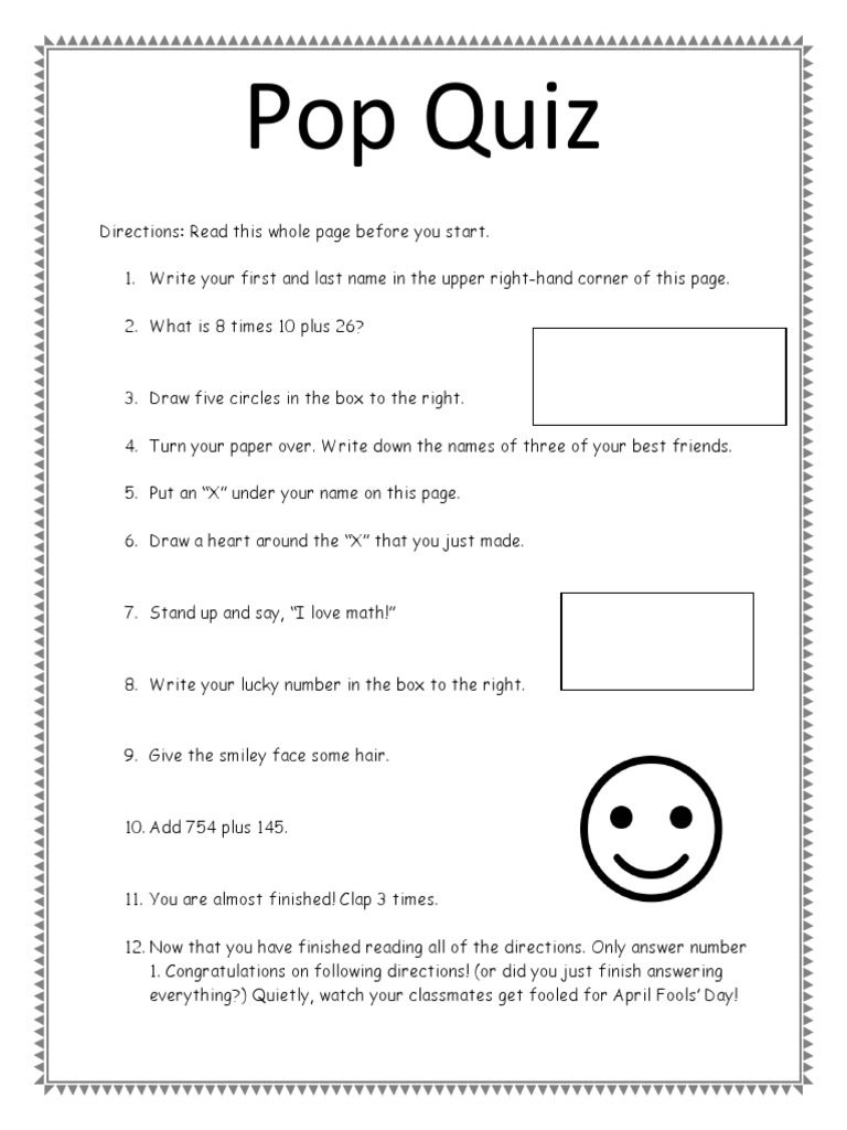 April Fools Day Prank Quiz | PDF