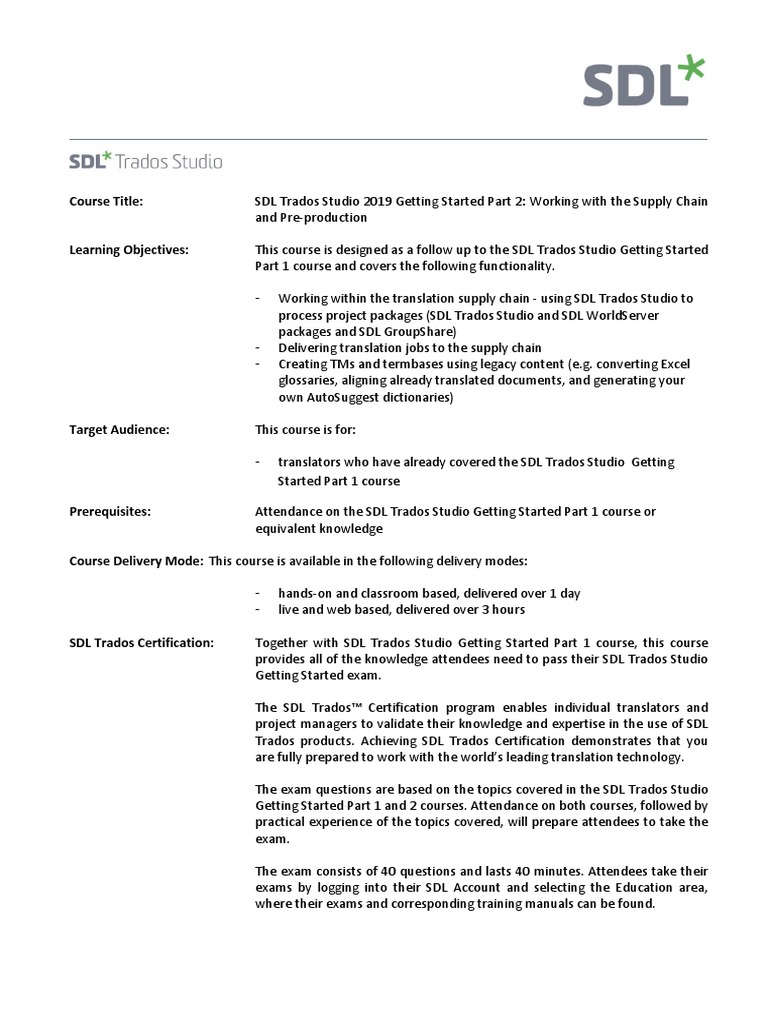 SDL Trados Studio 2019 | PDF | Communication | Software