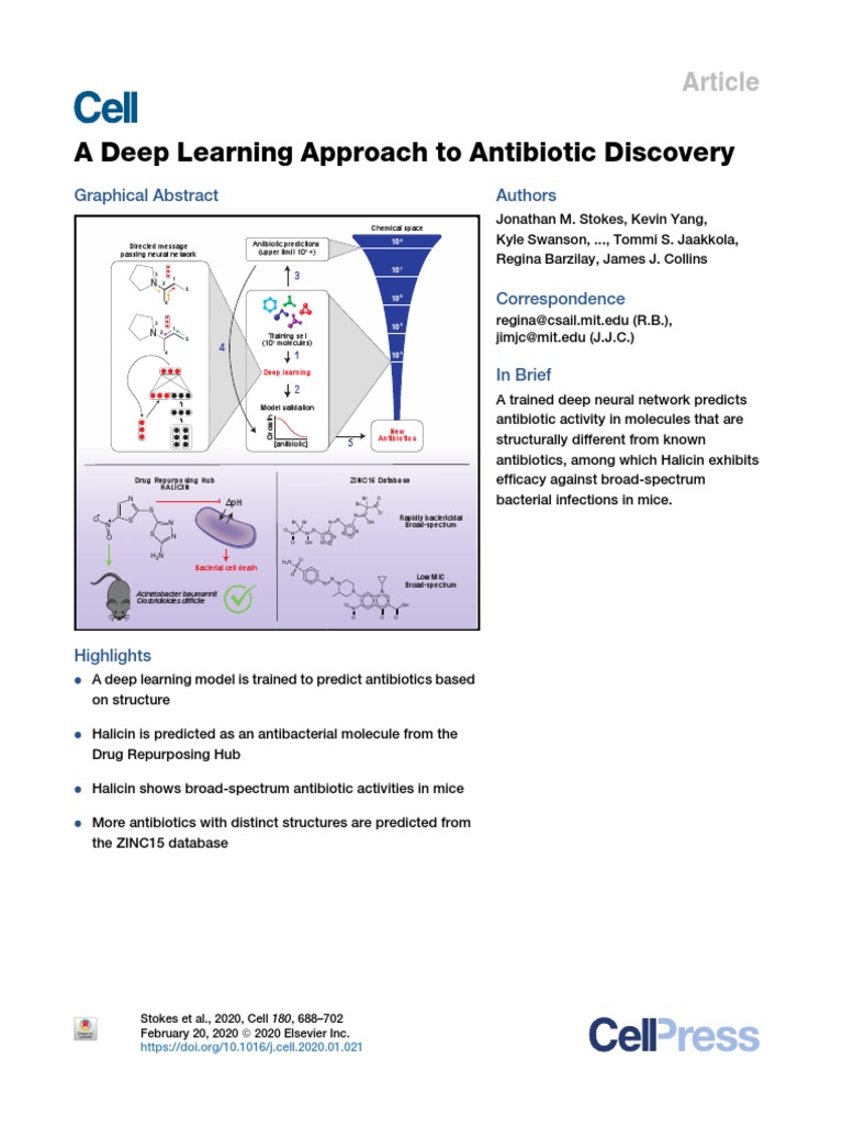 A Deep Learning Approach To Antibiotic Discovery | PDF | Antimicrobial ...