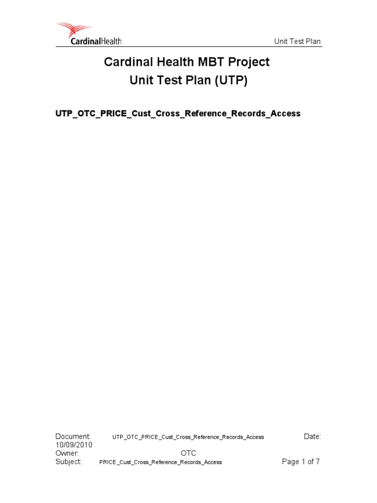 UTP OTC PRICE Cust Cross Reference Records Access | PDF | Unit Testing ...