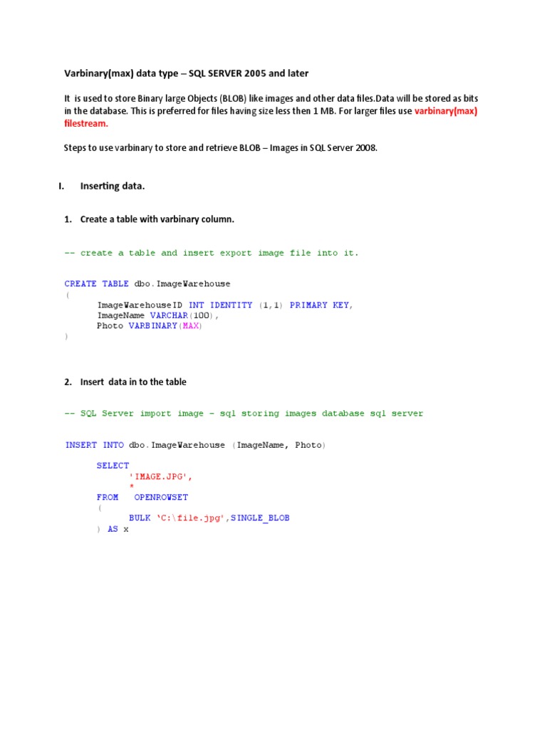 SQL Server 2008 Varbinary (Max) | PDF | Teaching Methods & Materials ... SQL Server 2008 Varbinary (Max) | PDF | Teaching Methods & Materials ...