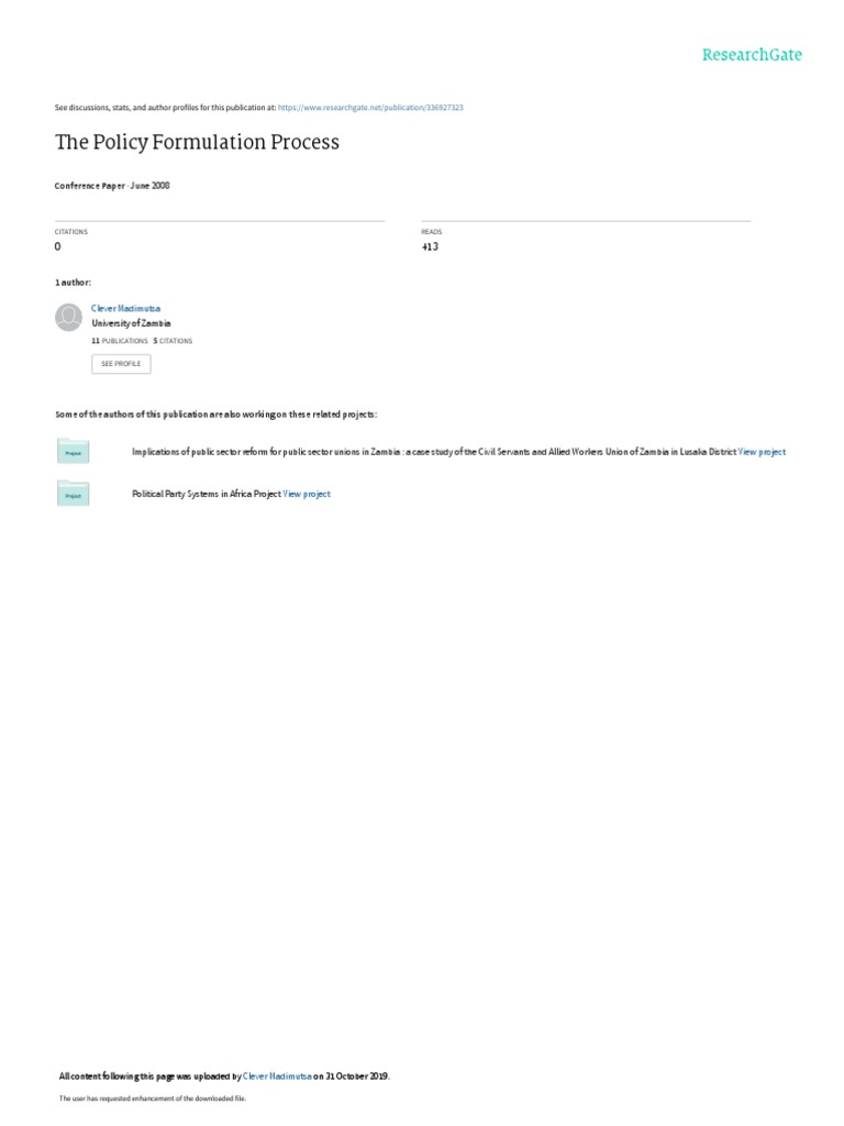 The Policy Formulation Process | PDF | Bill (Law) | Judiciaries