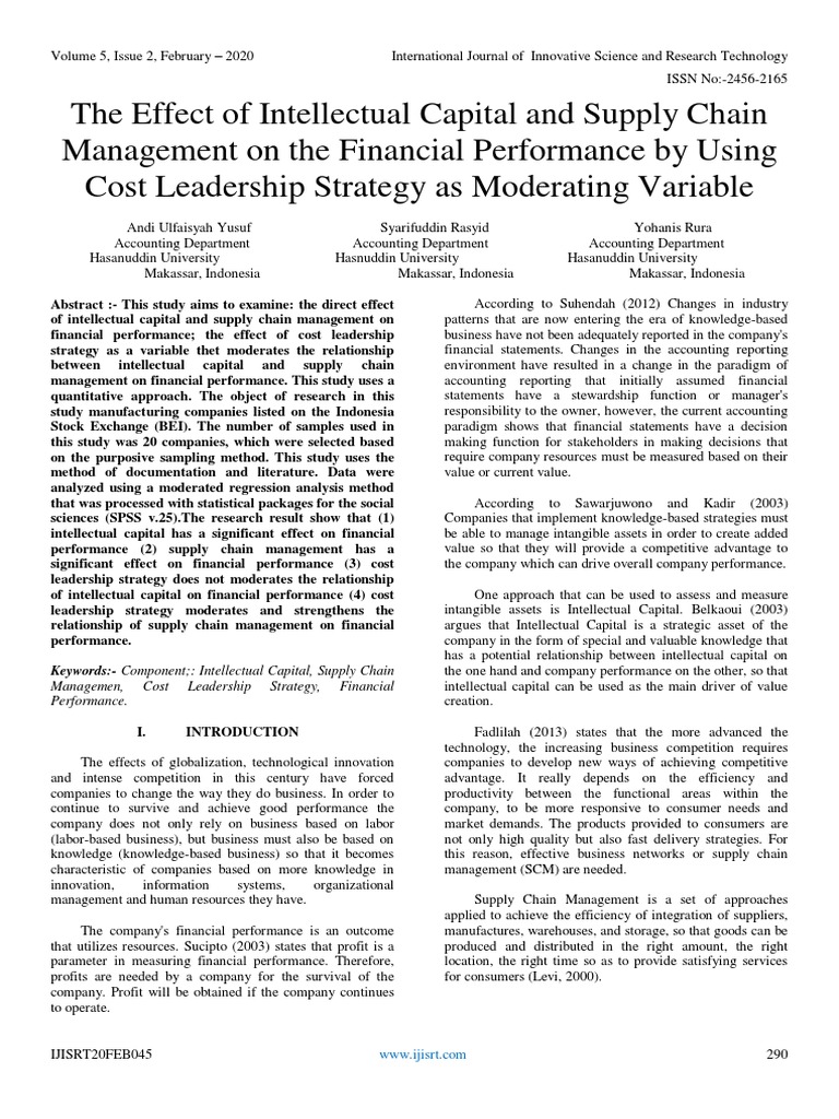 The Effect of Intellectual Capital and Supply Chain Management On The Financial Performance by ...
