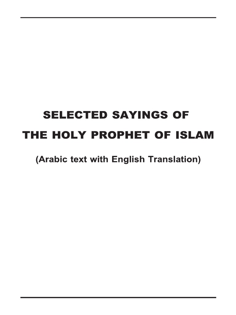 Selected Sayings of Holy Prophet | PDF | Foreign Language Studies ...
