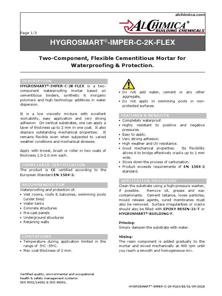 Hygrosmart Imper C2K Flex | PDF | Building Technology | Concrete