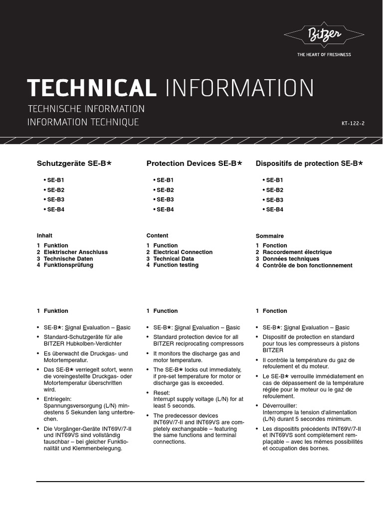 Modules de protection SE-B pour Bitzer | PDF