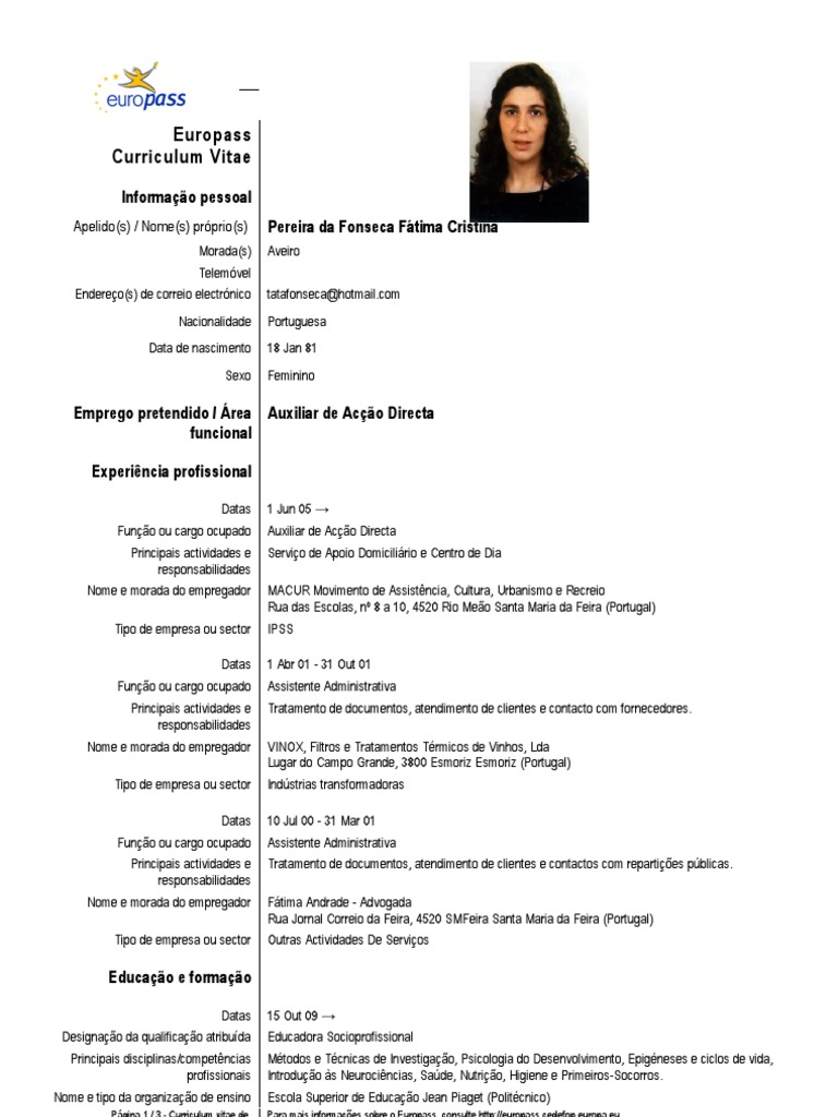 Curriculum Vitae | PDF | Portugal | Modificação comportamental