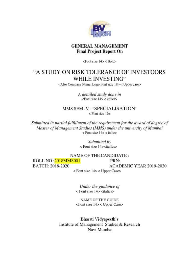 GENERAL MANAGEMENT Winter PROJECT Report - FORMAT - MMS | PDF