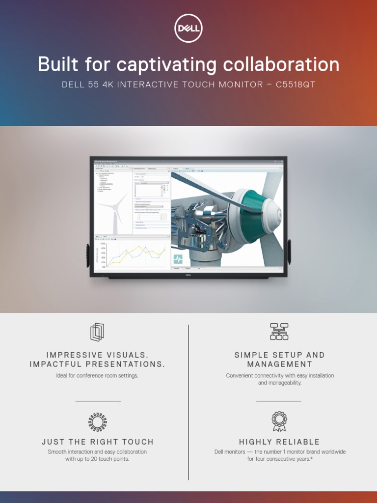 Dell 55 4k Interactive Touch Monitor c5518qt Product Spec Sheet | PDF