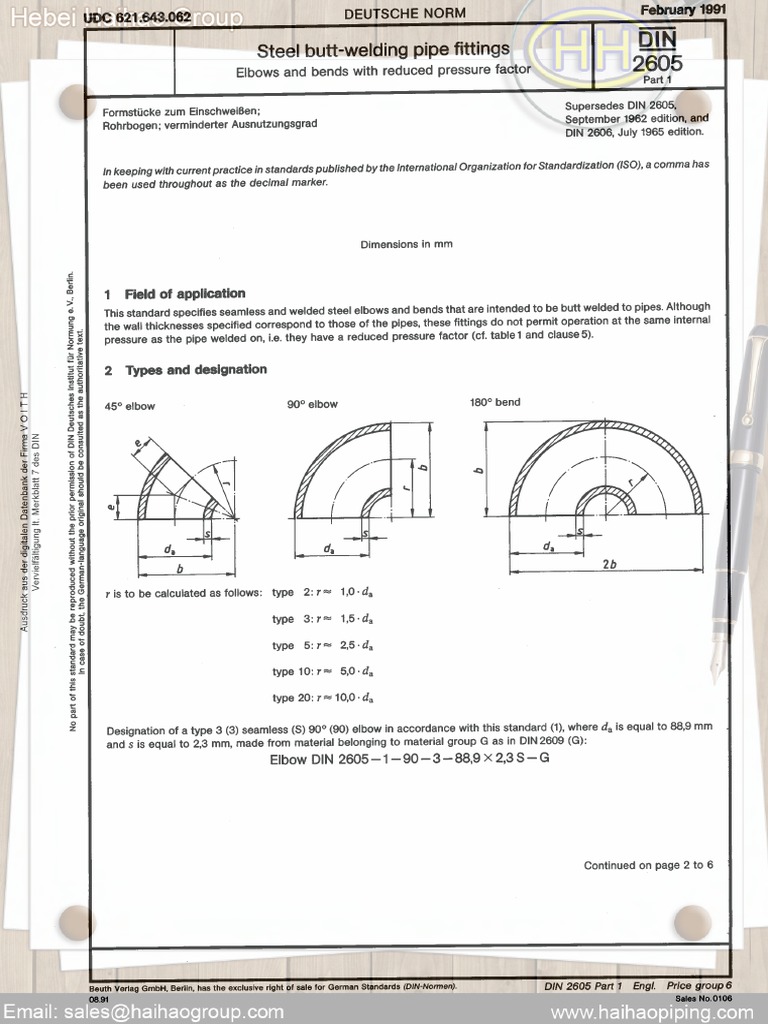 DIN2605 1 Steel Butt Welding Pipe Fittings Elbow and Bends With Reduced ...