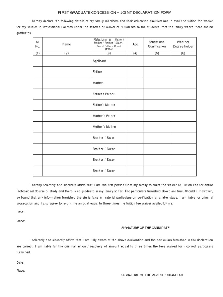 Firstgraduate Joint Declaration | PDF