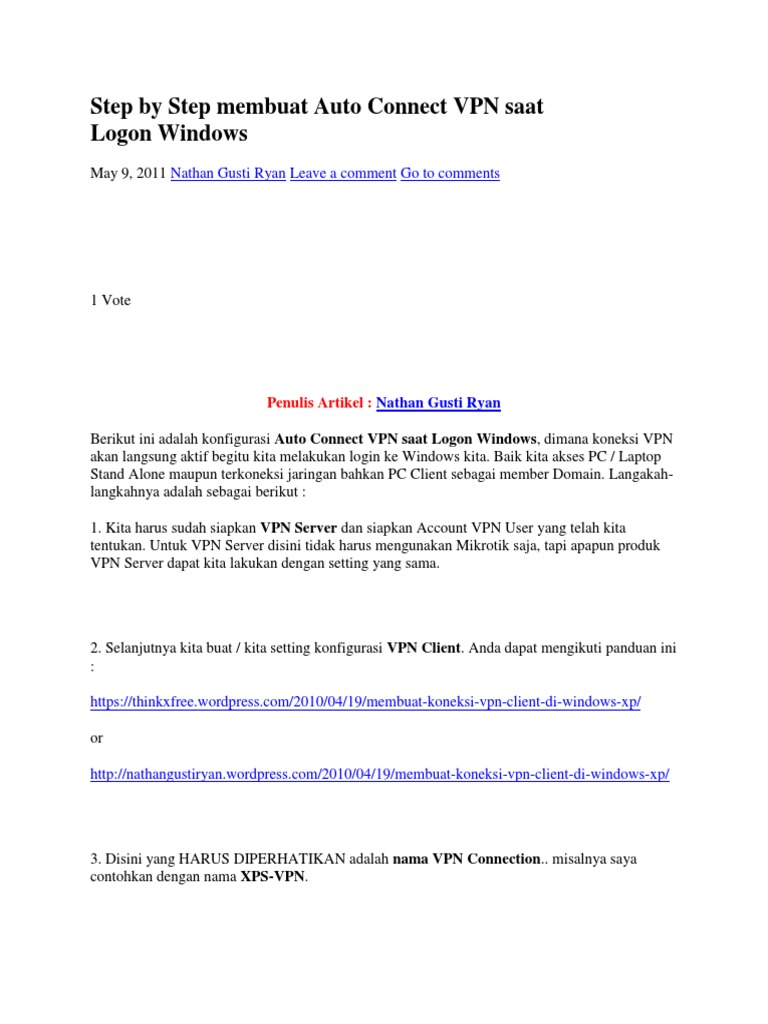 Auto Connect VPN di Windows | PDF | Komputer | Teknologi & Rekayasa