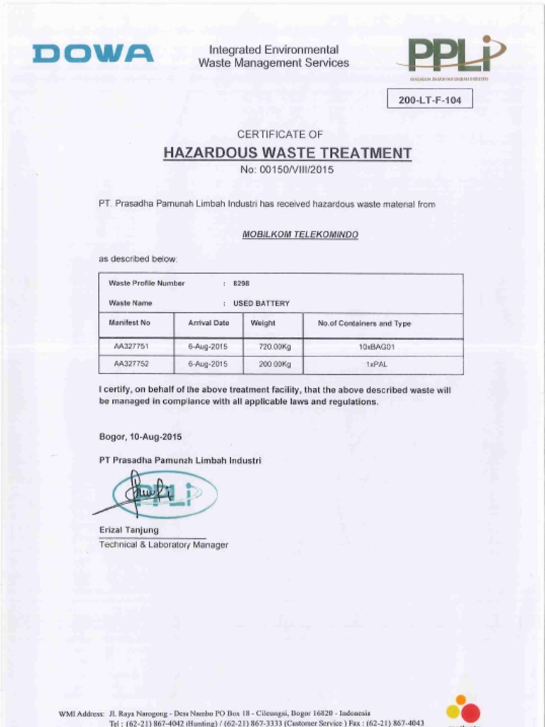 Sertifikat Hazardous PDF | PDF