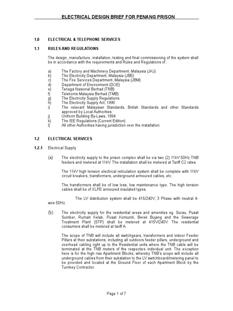 Electrical Design Brief-051215 | PDF