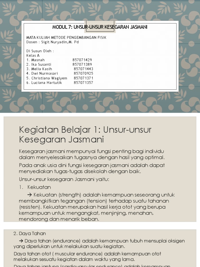 Unsur Kesegaran Jasmani dan Strategi Latihan | PDF | Pengembangan Diri