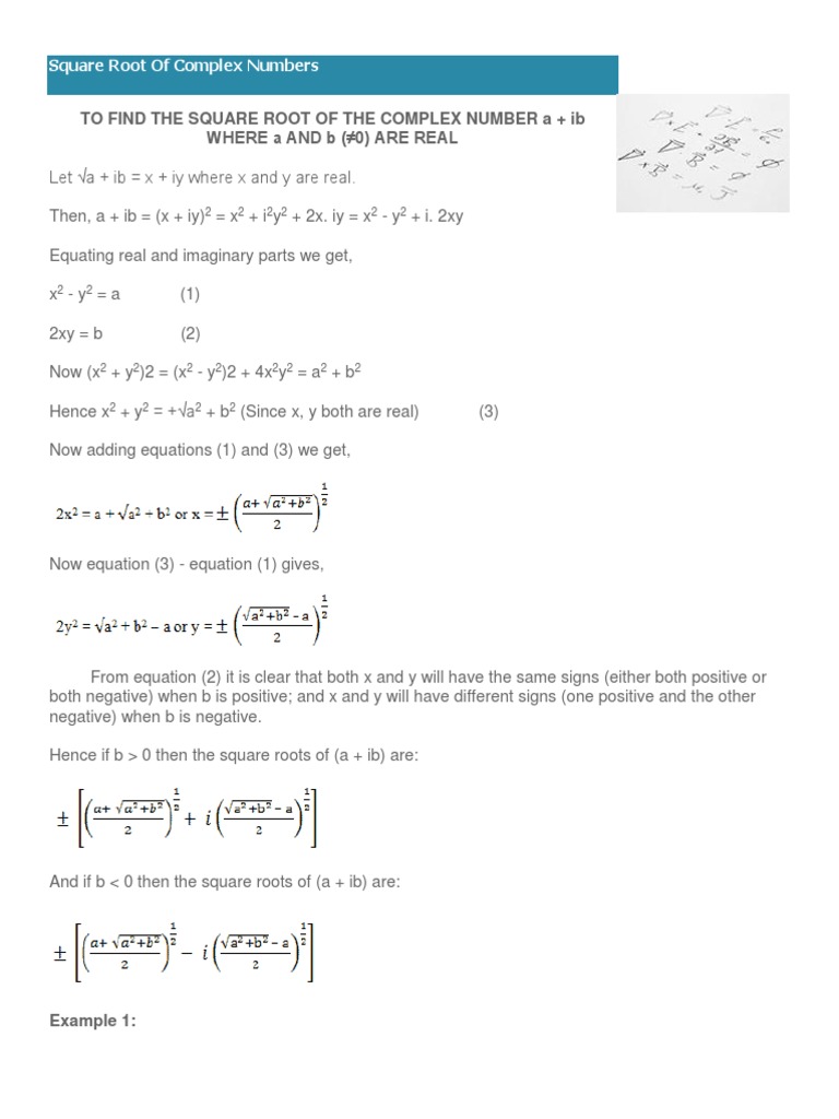 Square Root of Complex Numbers | PDF