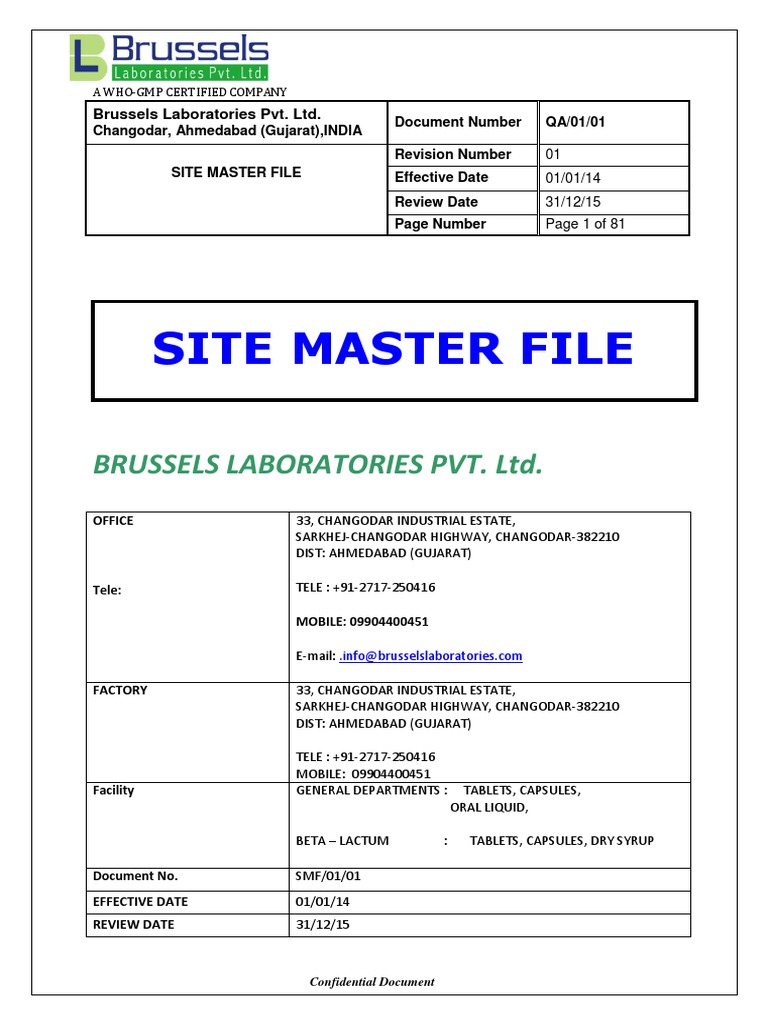 Site Master File | PDF